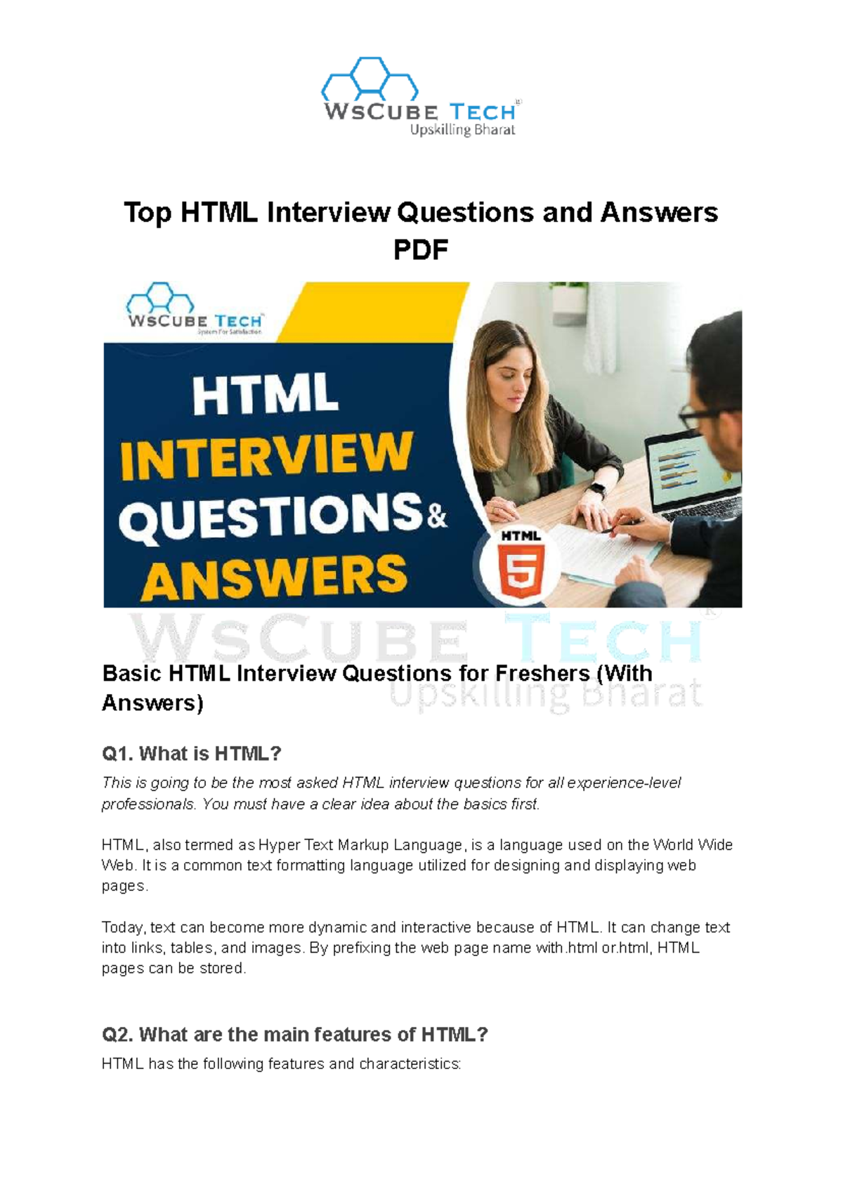 HTML interview questions and answers - Lecture notes for beginners ...