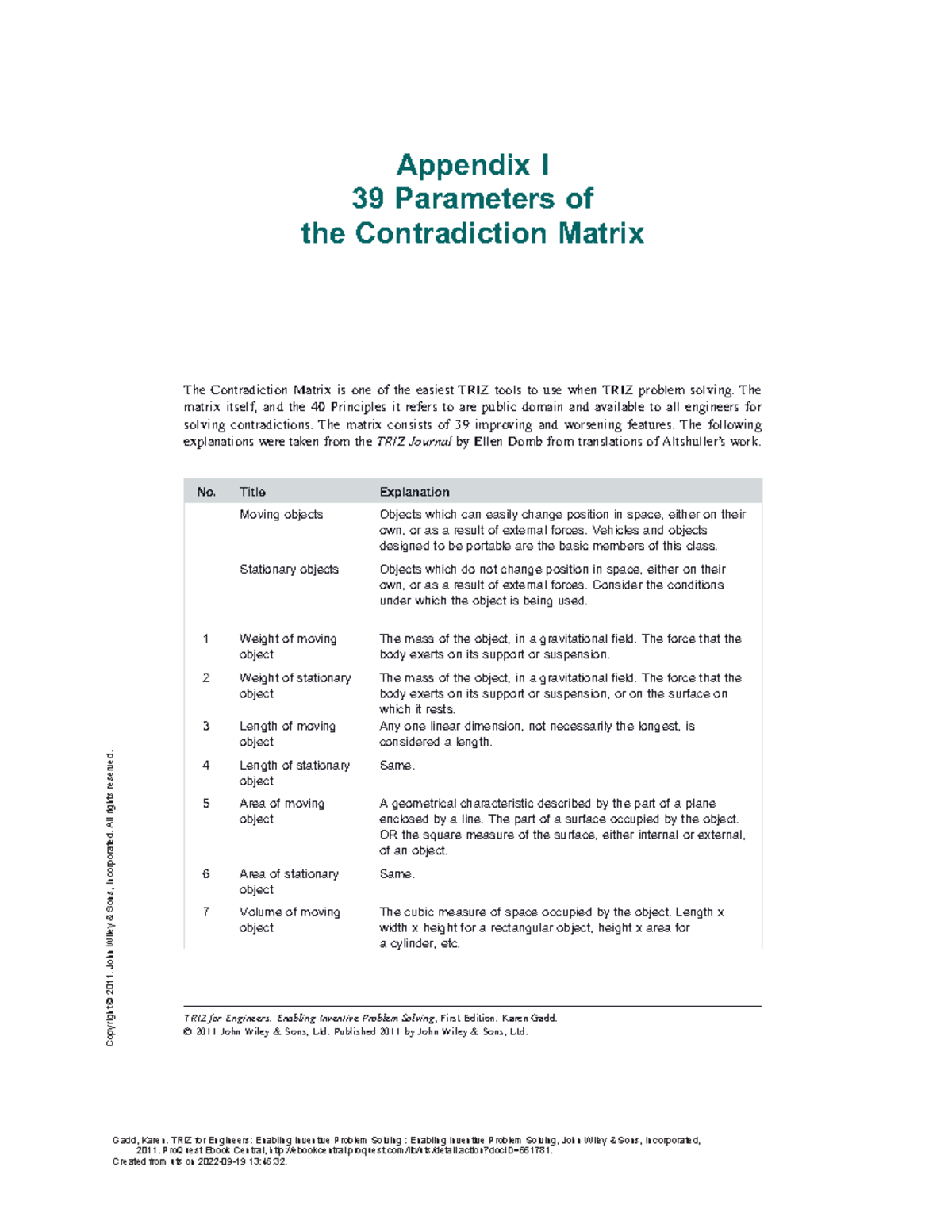 39 parameters and matrix - The Contradiction Matrix is one of the ...