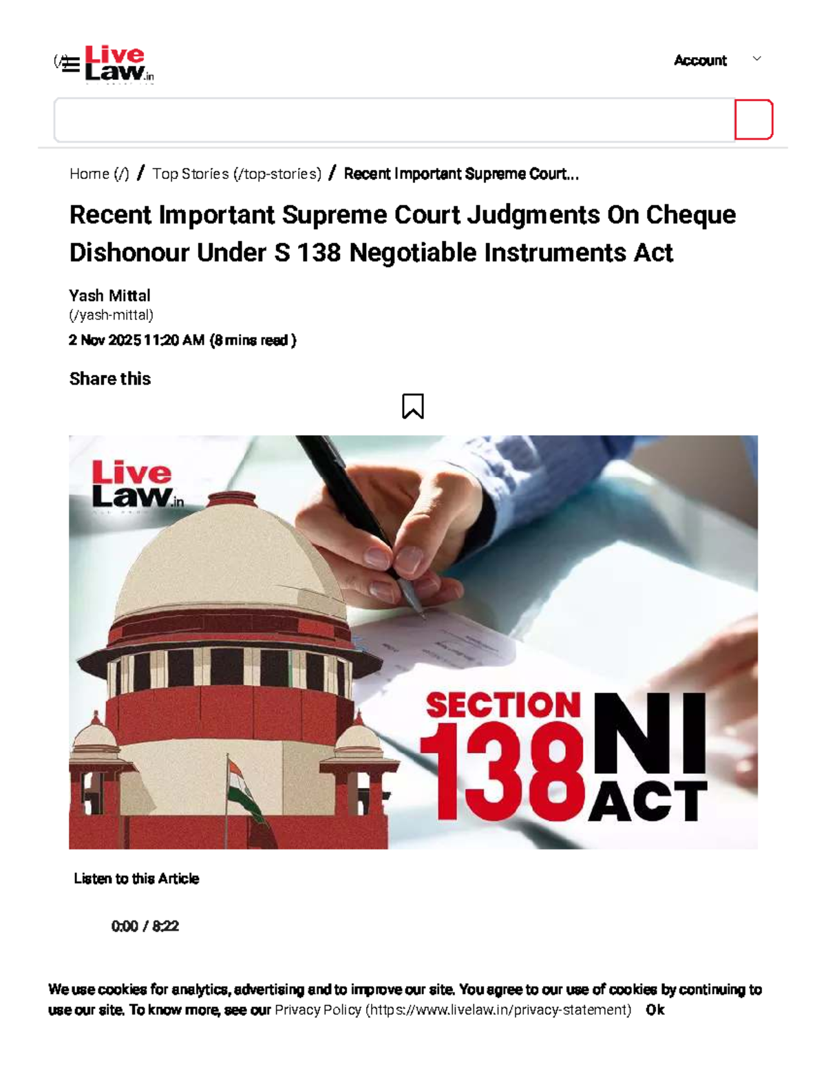 Recent Supreme Court Judgments on Cheque Dishonour under S.138 NI Act ...