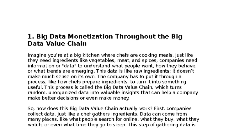 Big Data Monetization: Insights from the Value Chain - Studocu