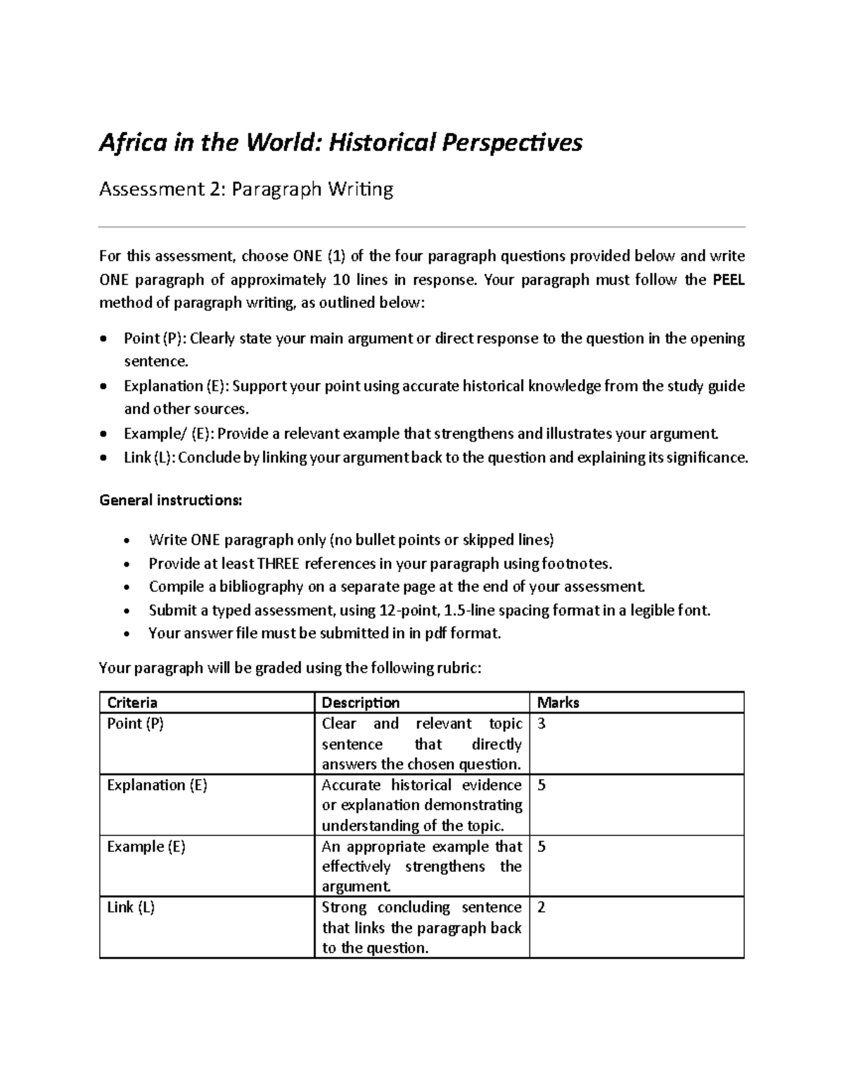 HSY1511 2026 S1 Assessment 2: Paragraph Writing Guide - Studocu