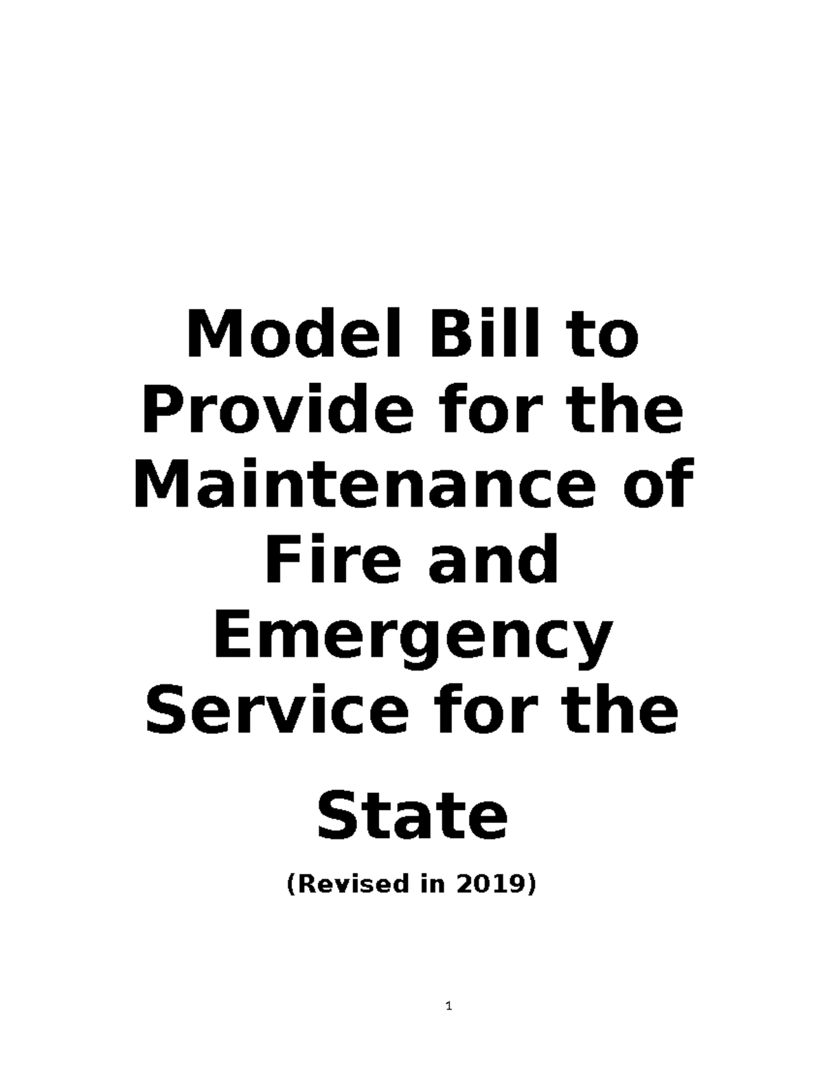 Revised Model Fire Service Bill 2019: Comprehensive Overview - Studocu