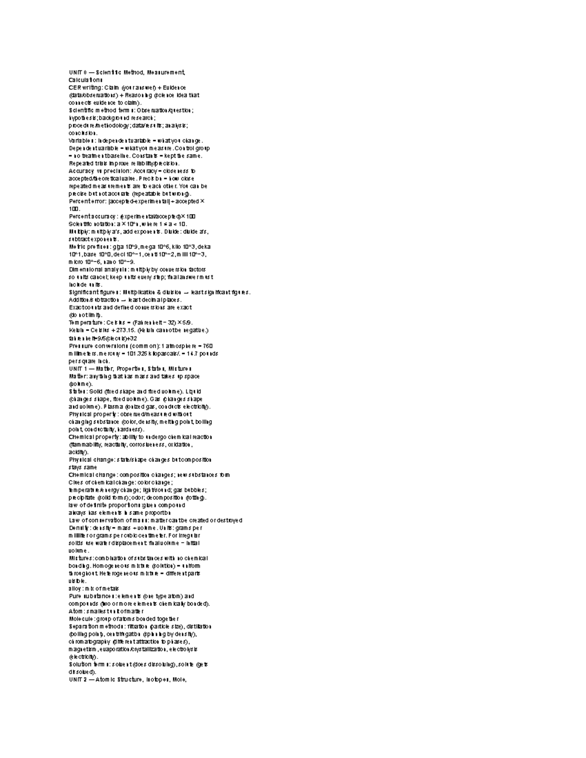 NIT 0 Scientific Method & NIT 1 Atomic Structure Study Guide - Studocu