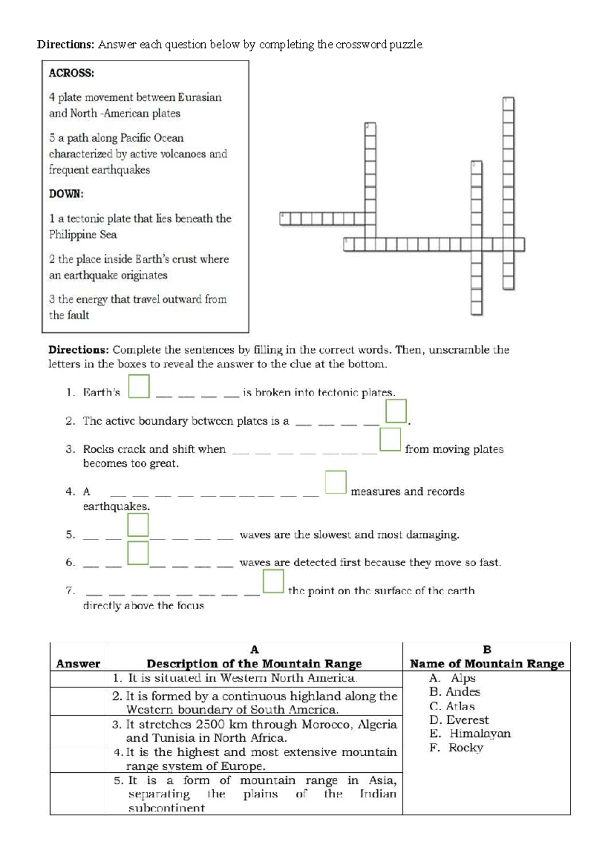 Activity 1 - Education - Directions: Answer each question below by ...