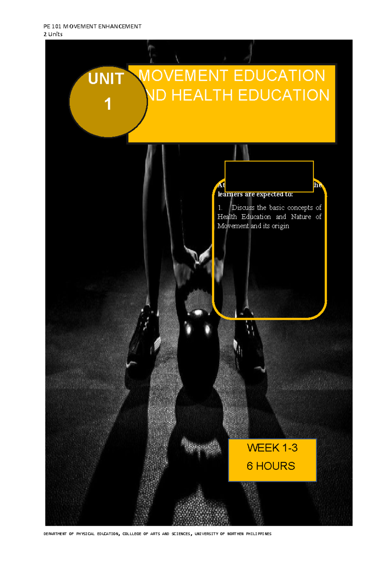 Unit 1 - movement enhancement - MOVEMENT EDUCATION AND HEALTH EDUCATION ...