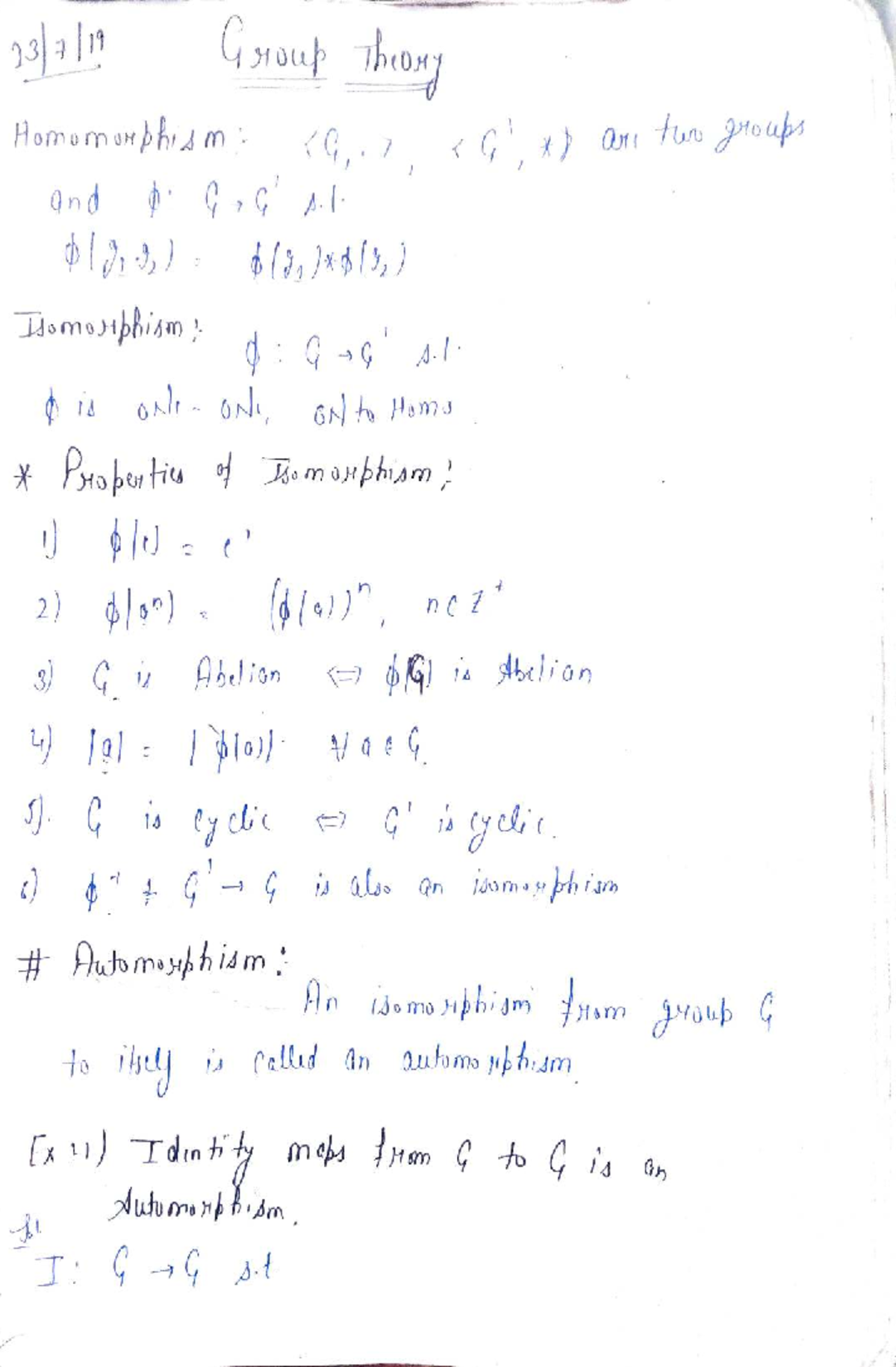 Scan Aug 3, 2020 - Group theory - Group Theory G¹, are two groups and Φ ...