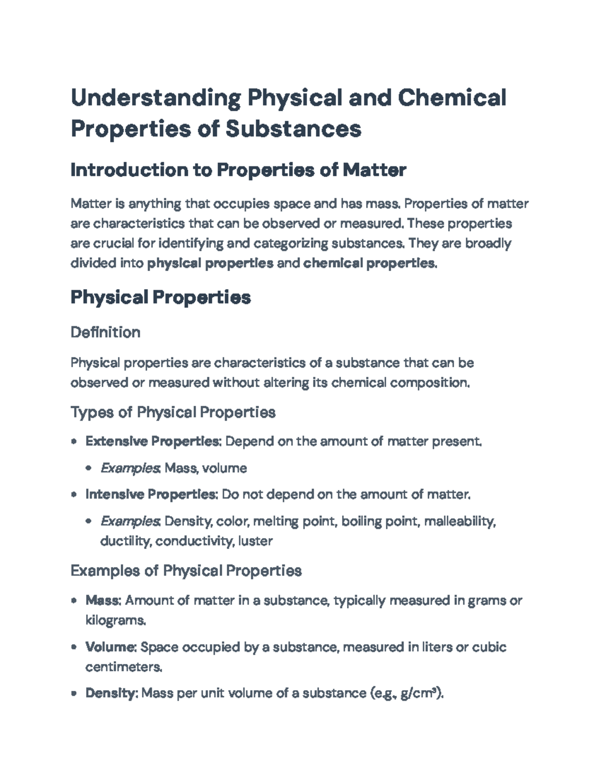 Understanding Physical and Chemical Properties of Matter (CHEM 101 ...