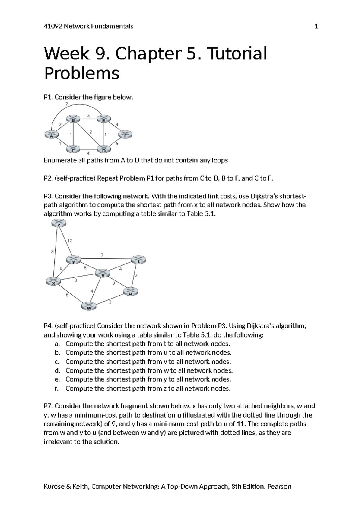 41092 Network Fundamentals: Week 9 Tutorial Problems & Solutions - Studocu