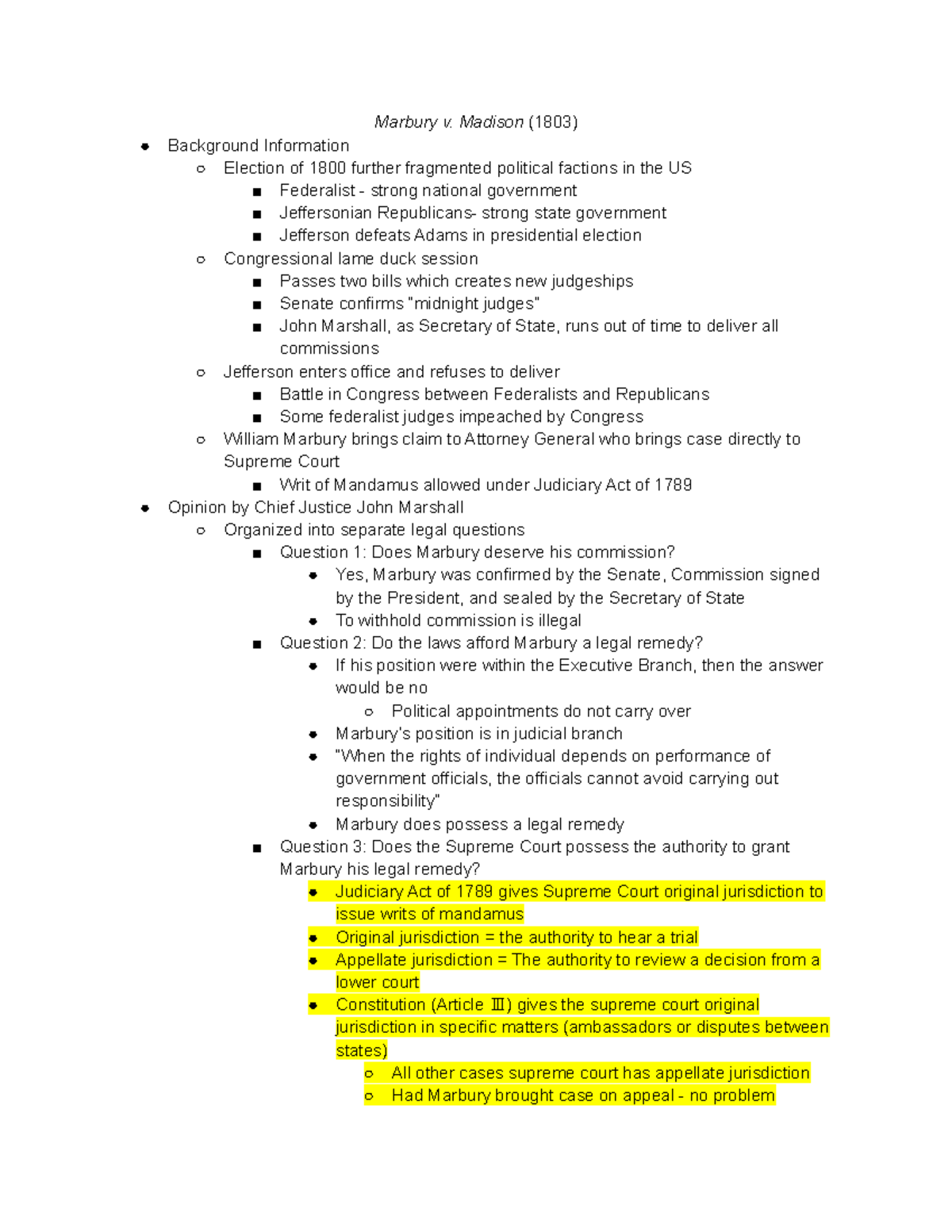 Constitutional Law Study Guide #1: Key Cases and Implications - Studocu