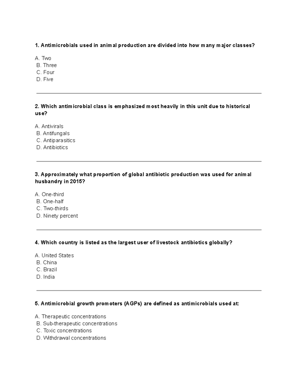 3270 Unit 3 Mock Exam: Antimicrobials & AMR Practice Questions - Studocu