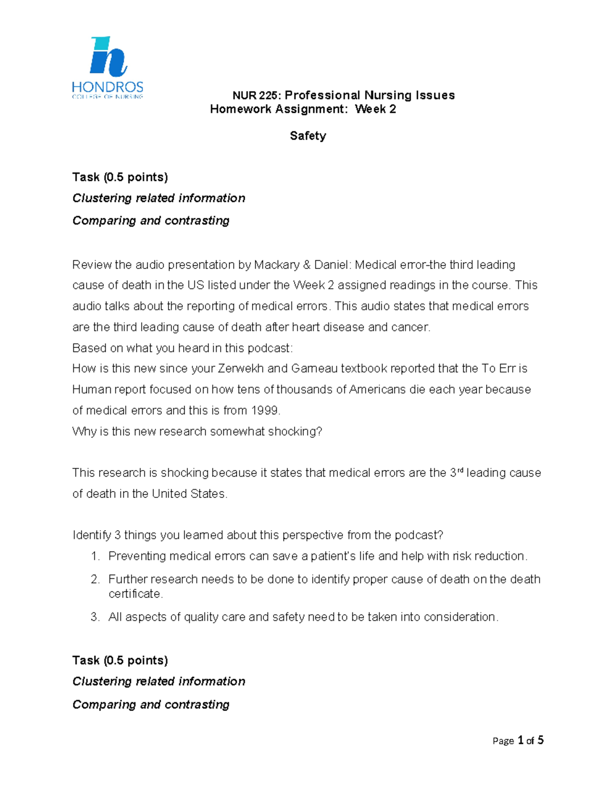 Week 2 Homework Assignment: Clustering and Comparing Medical Errors ...