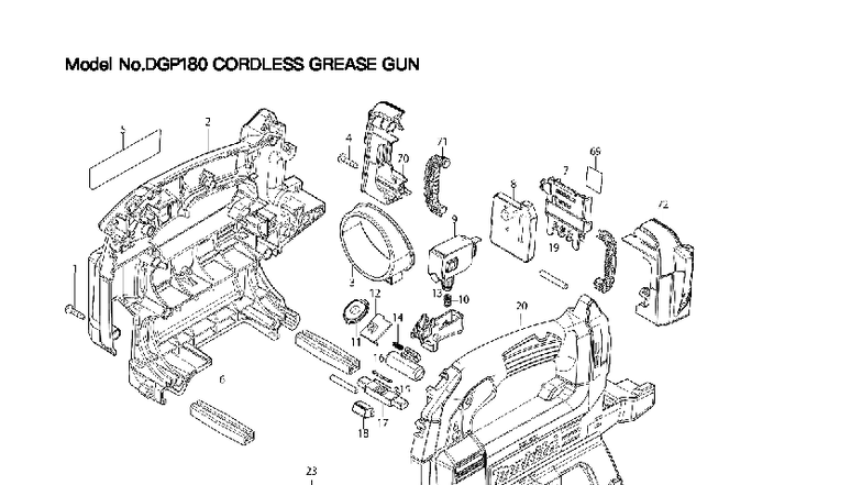 DGP180 Cordless Grease Gun Parts List and Assembly Guide - Studocu