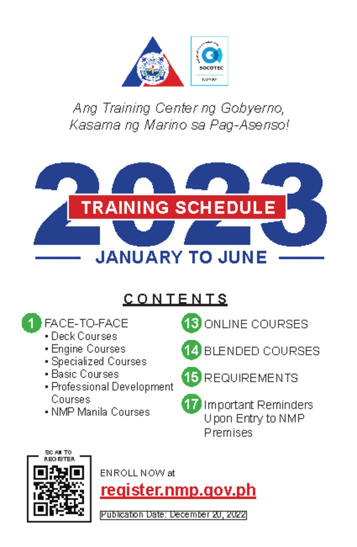 2023 Training Schedule (1st Sem) - 2023 FACE-TO-FACE Deck Courses ...