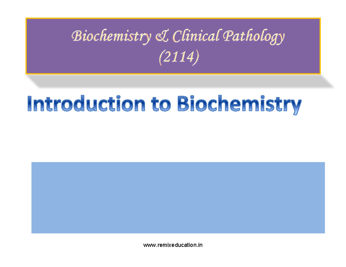 Intro - Biochemistry - Lecture notes 1- 7 - BSc. Biochemistry - Studocu