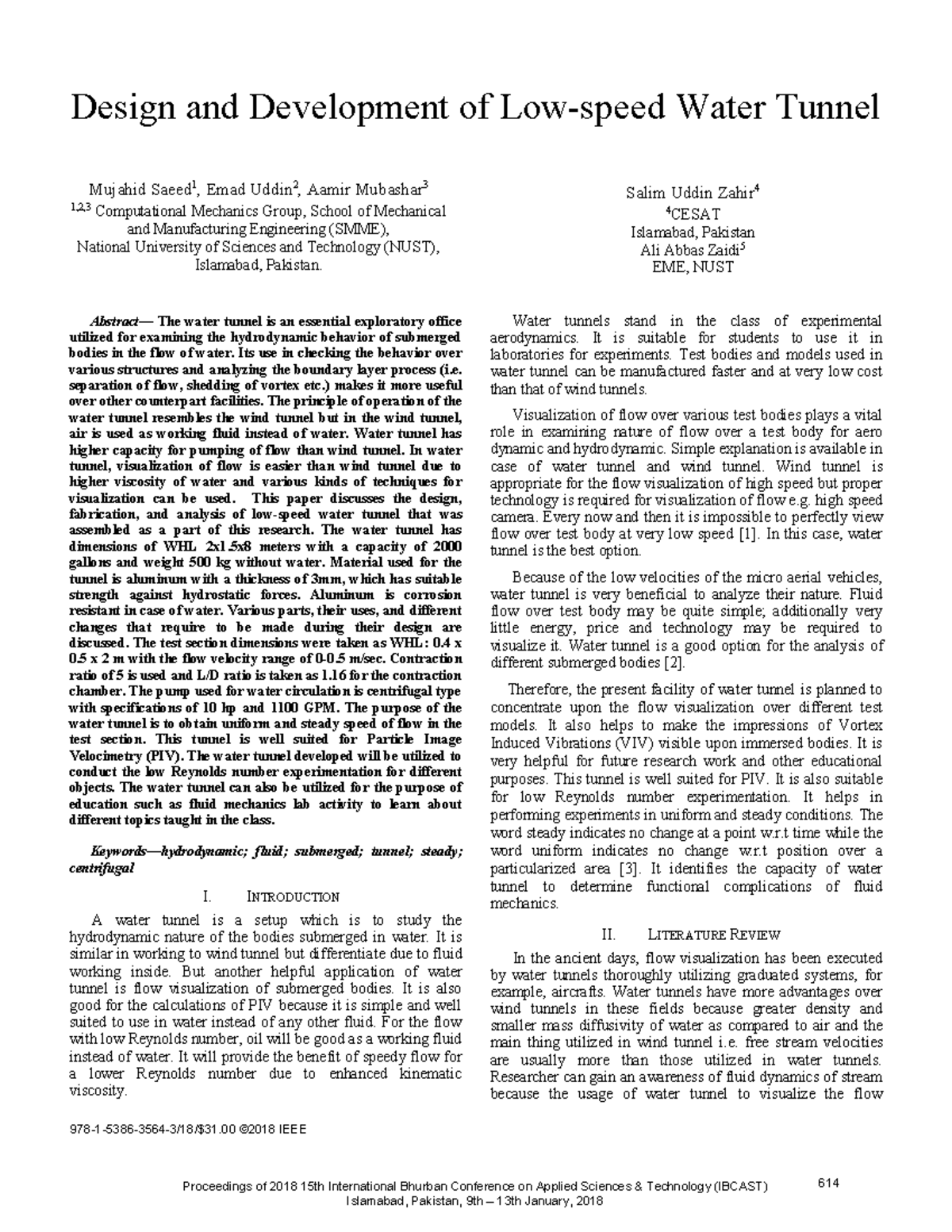 Design and Development of a Low-Speed Water Tunnel for Fluid Mechanics ...