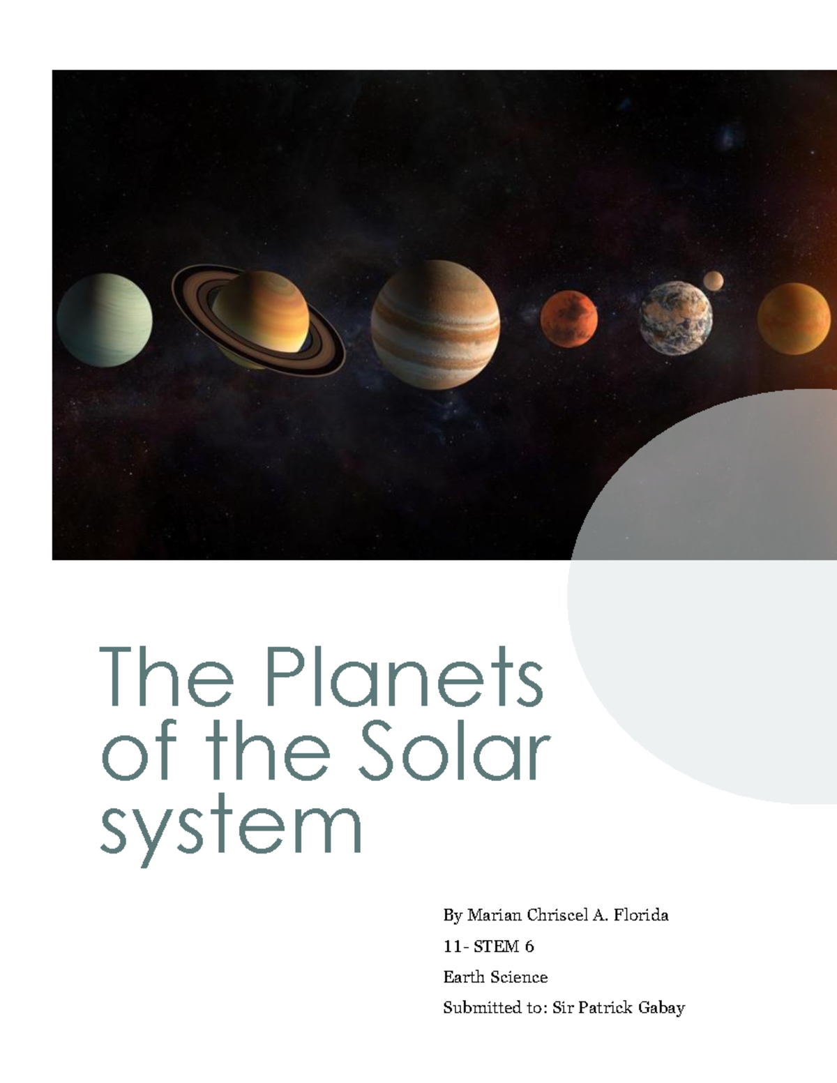 Eath-Sci - aaaa - The Planets of the Solar system By Marian Chriscel A ...