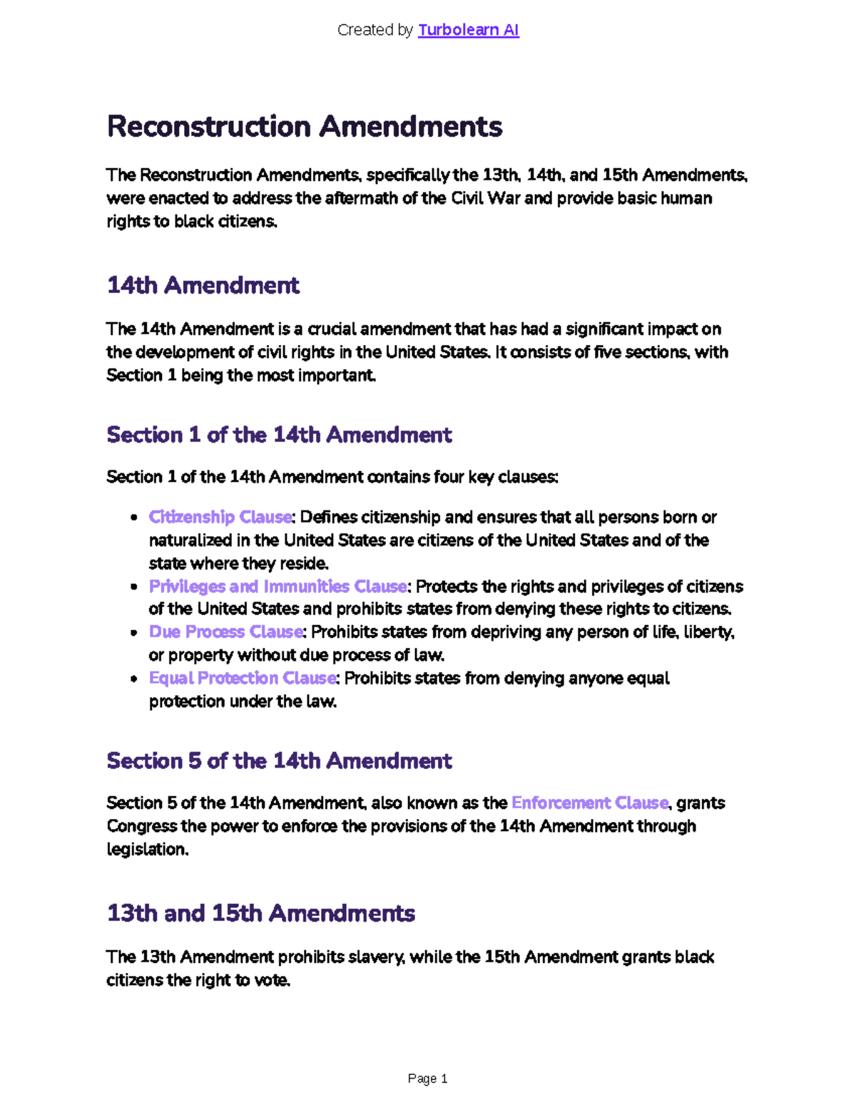 Conlaw review session 2: Understanding the reconstruction amendments ...