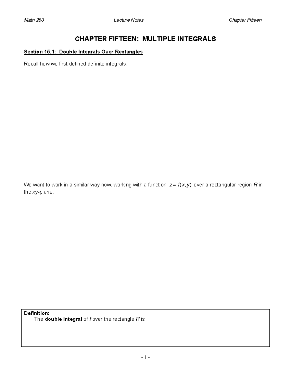 Chapter 15 - Math 280 Calculus 3: Multiple Integrals and Applications ...