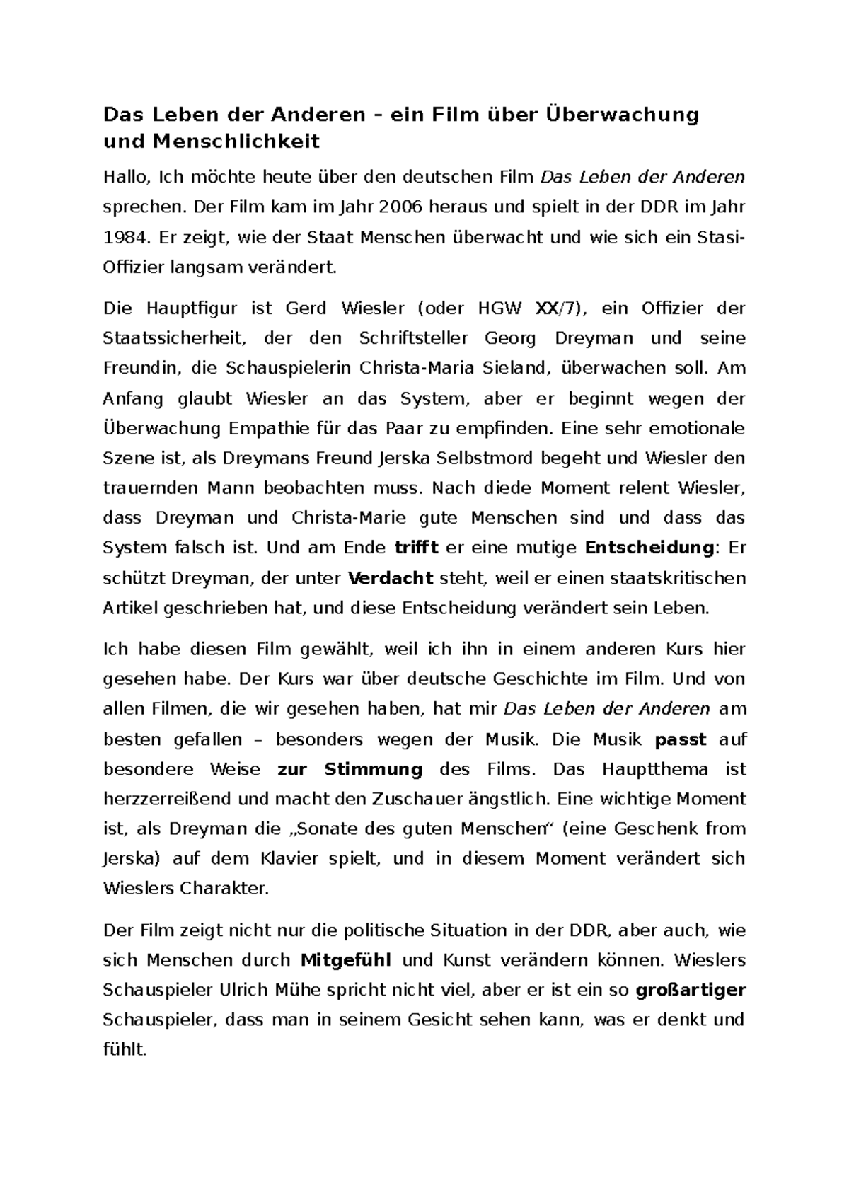 Das Leben der Anderen (2006): Zusammenfassung & Analyse der Themen ...