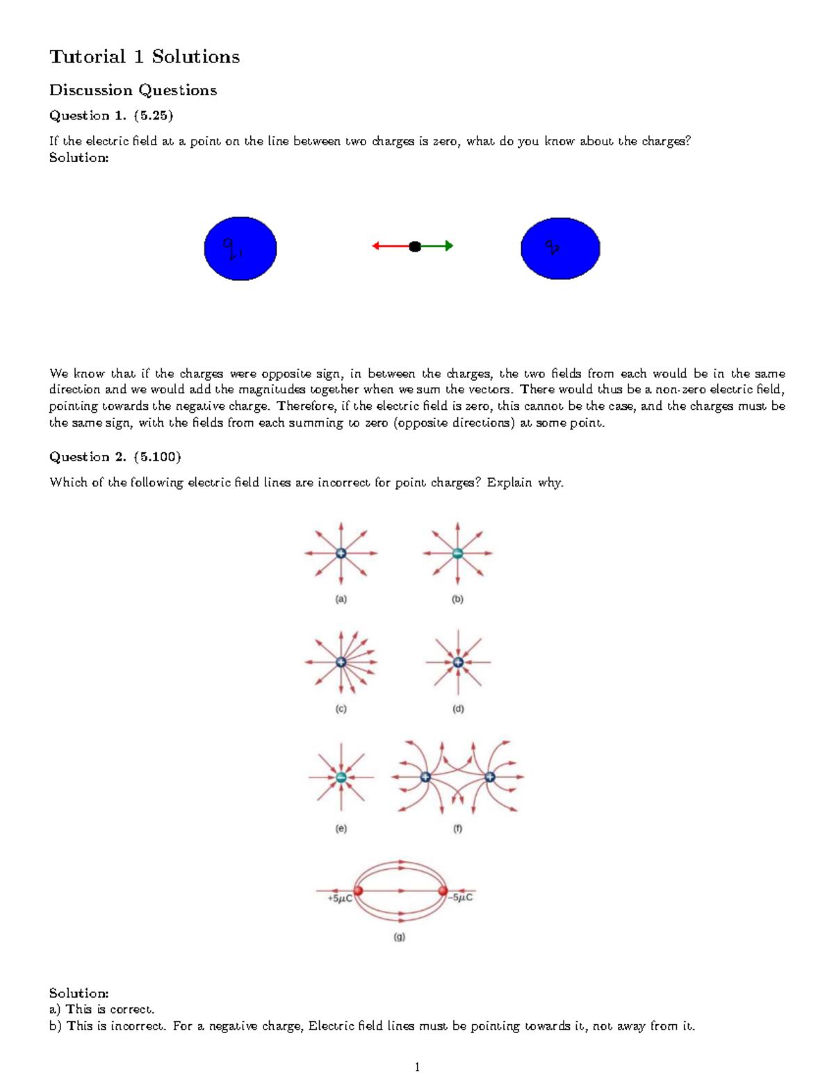 Tutorial 1 Solutions: Electric Field and Charge Interactions - Studocu