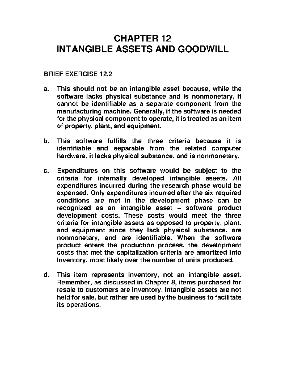 CH 12 Solutions - Intangible Assets & Goodwill in Accounting - Studocu