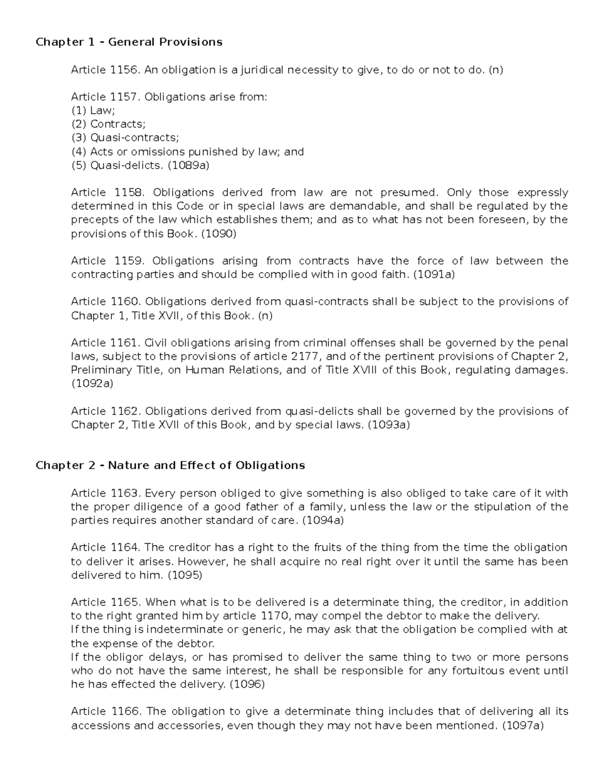 Obligations and Contracts: Overview of General Provisions & Effects ...