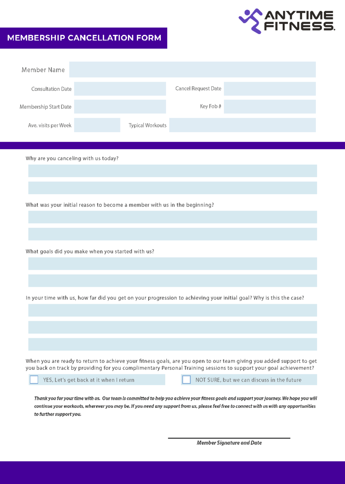 Membership Cancellation Form - ANYTIME FITNESS MEMBERSHIP CANCELLATION ...