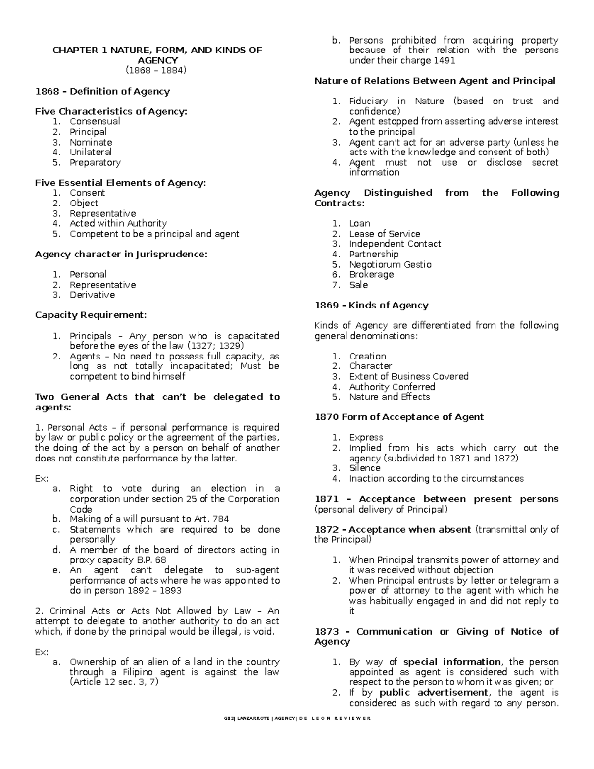 Agency Review Notes for Jurisprudence 101: Chapters 1-4 - Studocu