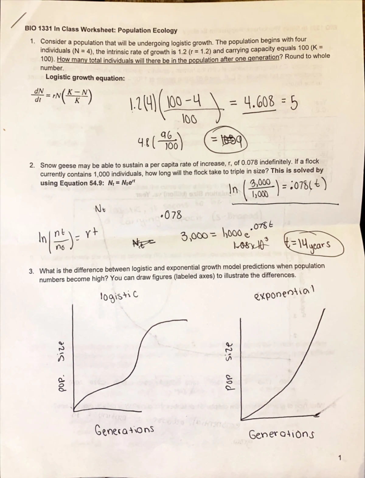 Copy of Lab 8 SP25 Worksheet Pop Ecology - Name: BIO 1131 SP 2025 Lab 8 ...