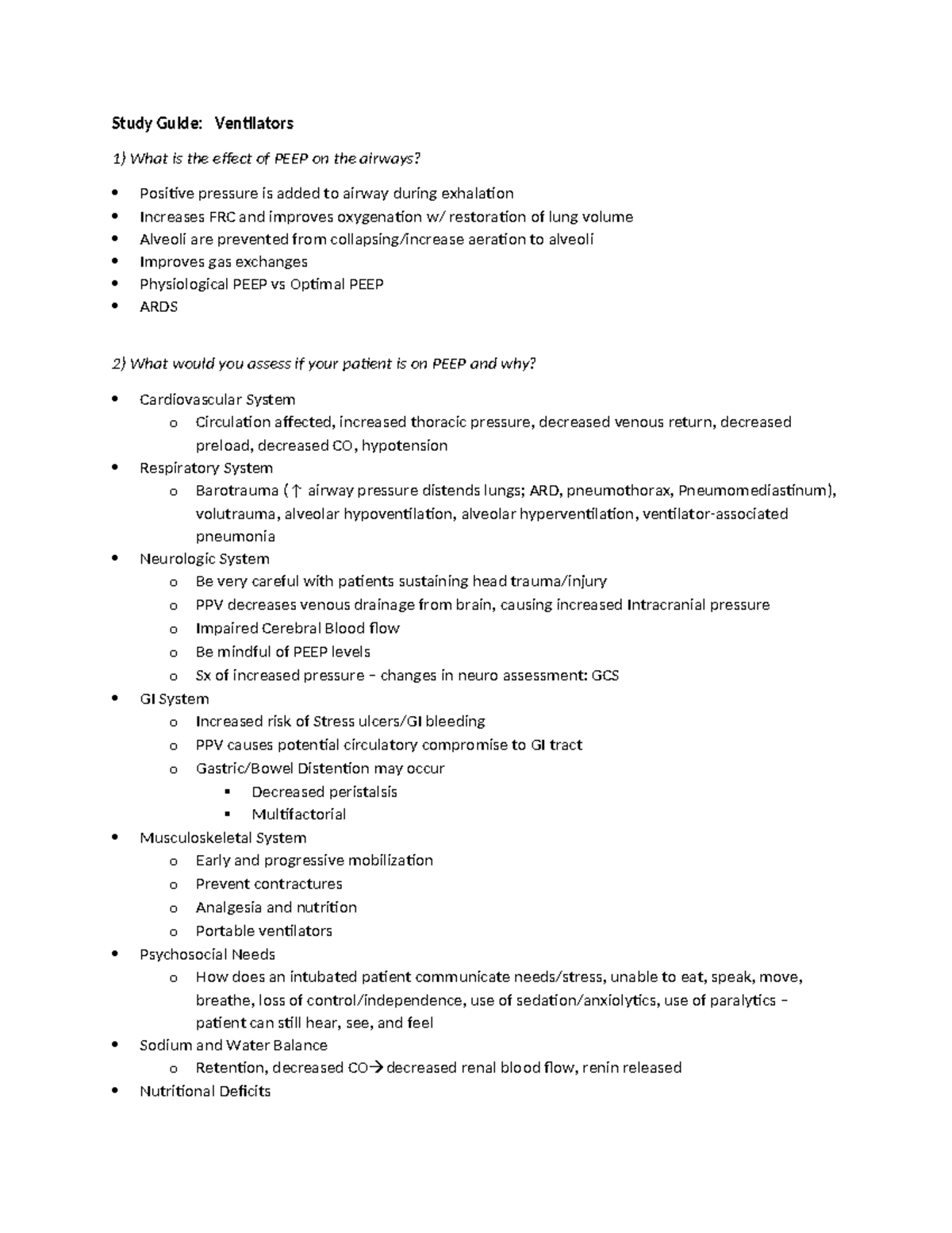 Vent Study Guide: Critical Care Exam 1 Overview & Key Concepts - Studocu