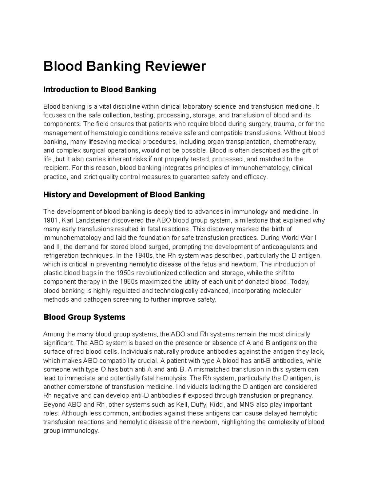 Blood Banking Review Set A - Comprehensive Study Notes - Studocu