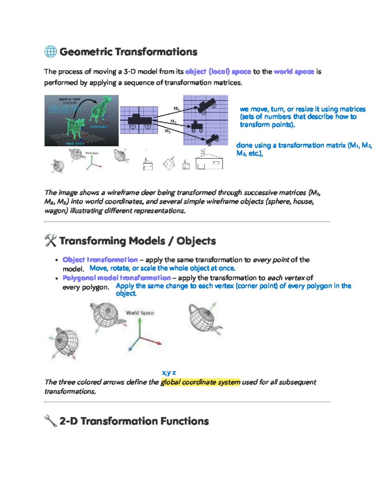 2D Geometric Transformations Overview: Key Concepts and Formulas - Studocu