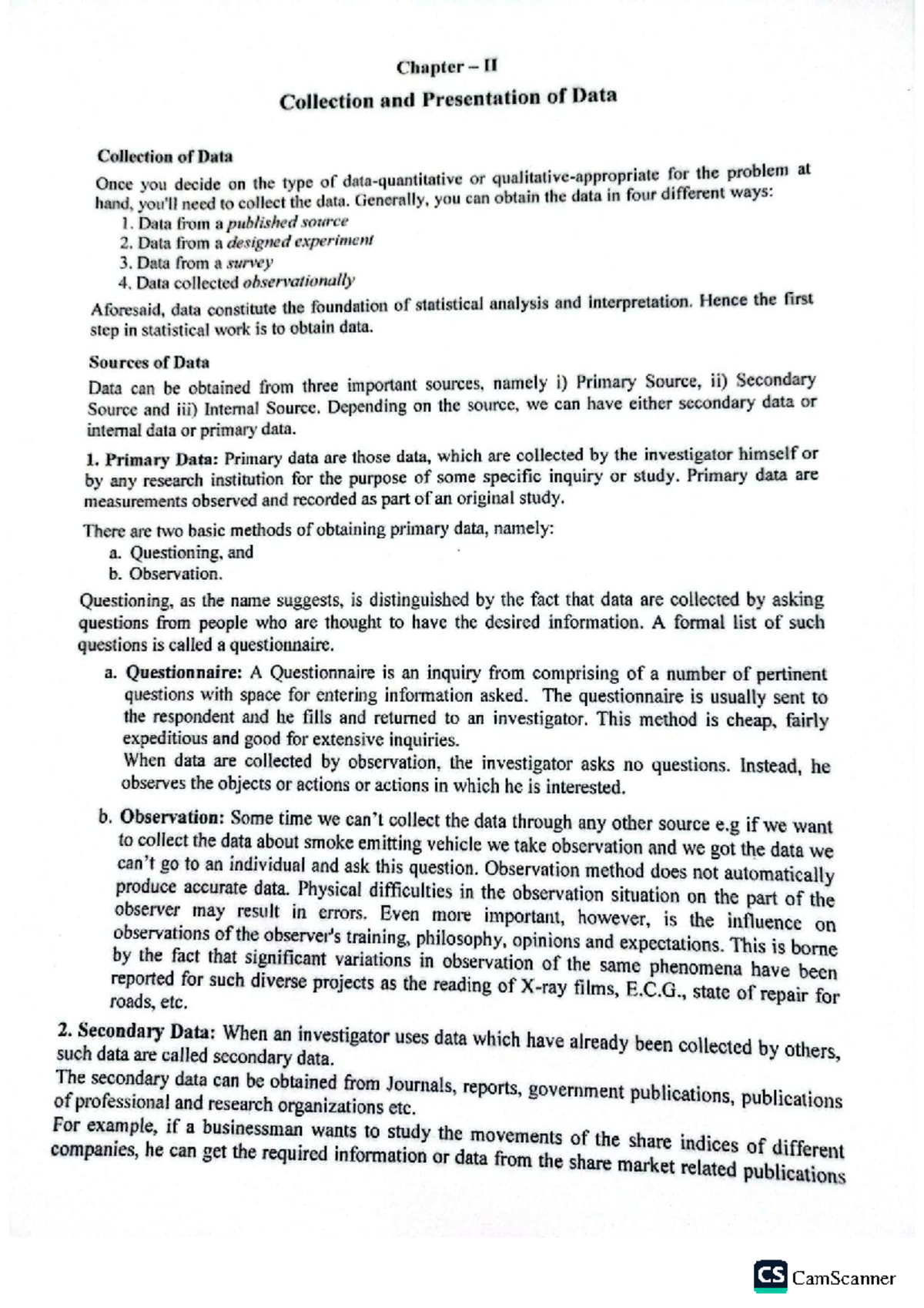 Chapter 2 - Statistics: Collection and Presentation of Data Lecture ...