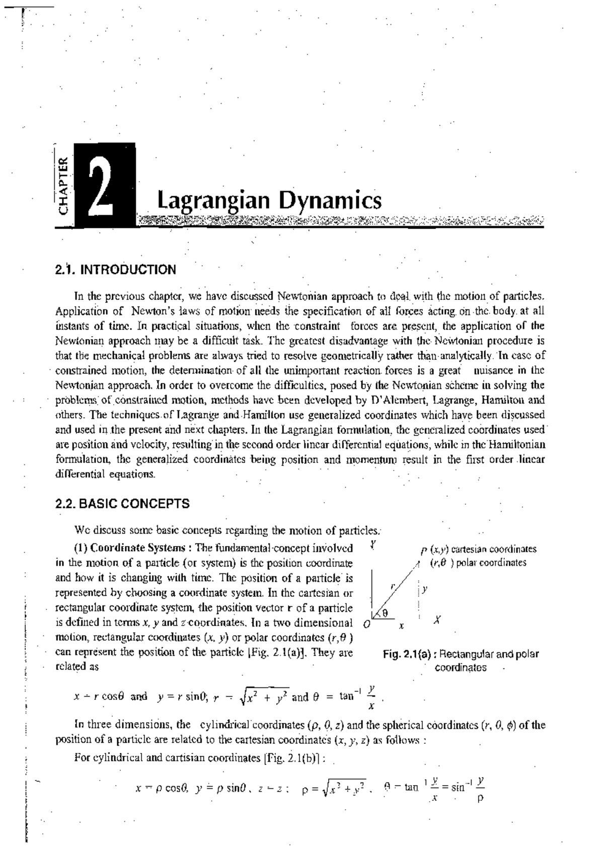 LAGRANGIAN DYNAMICS: CHAPTER 2 - CONCEPTS & APPLICATIONS - Studocu