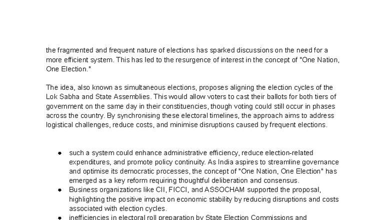 One Nation, One Election: Exploring Simultaneous Elections in India ...
