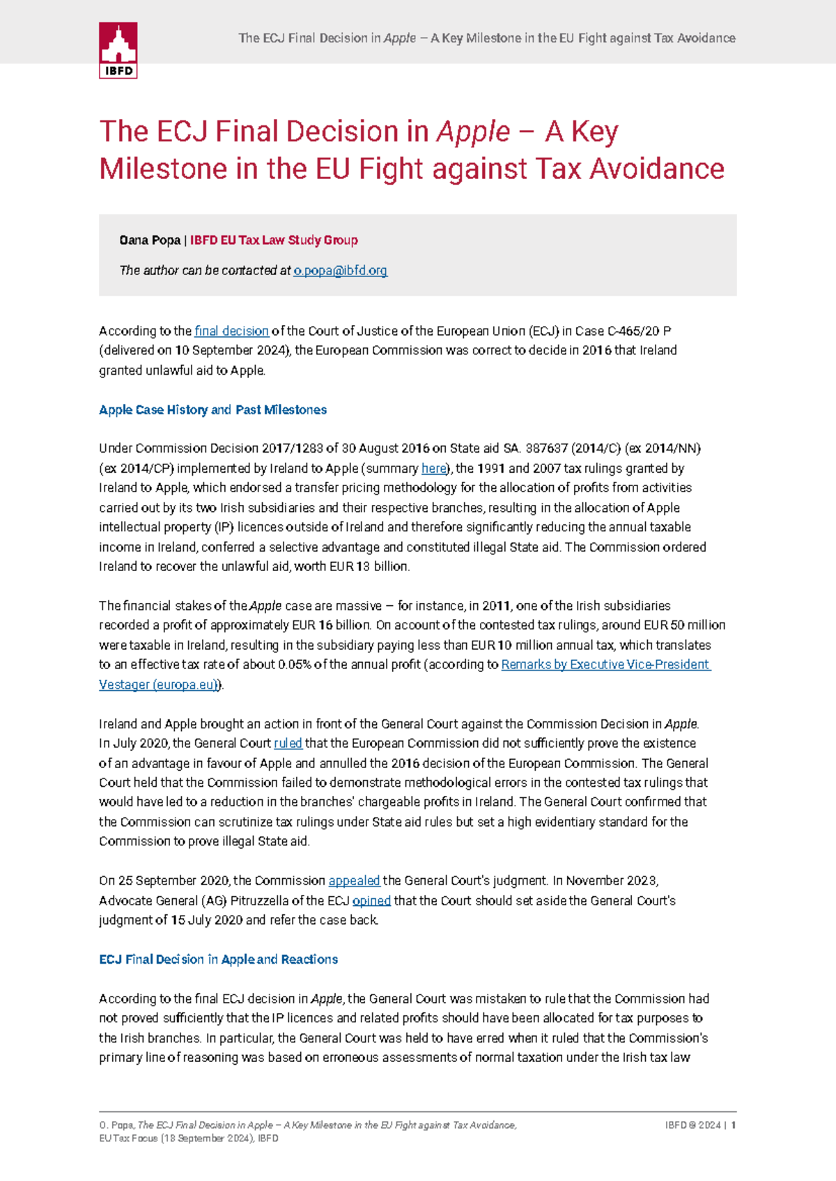 ECJ Final Decision on Apple: A Milestone in EU Tax Avoidance Fight ...