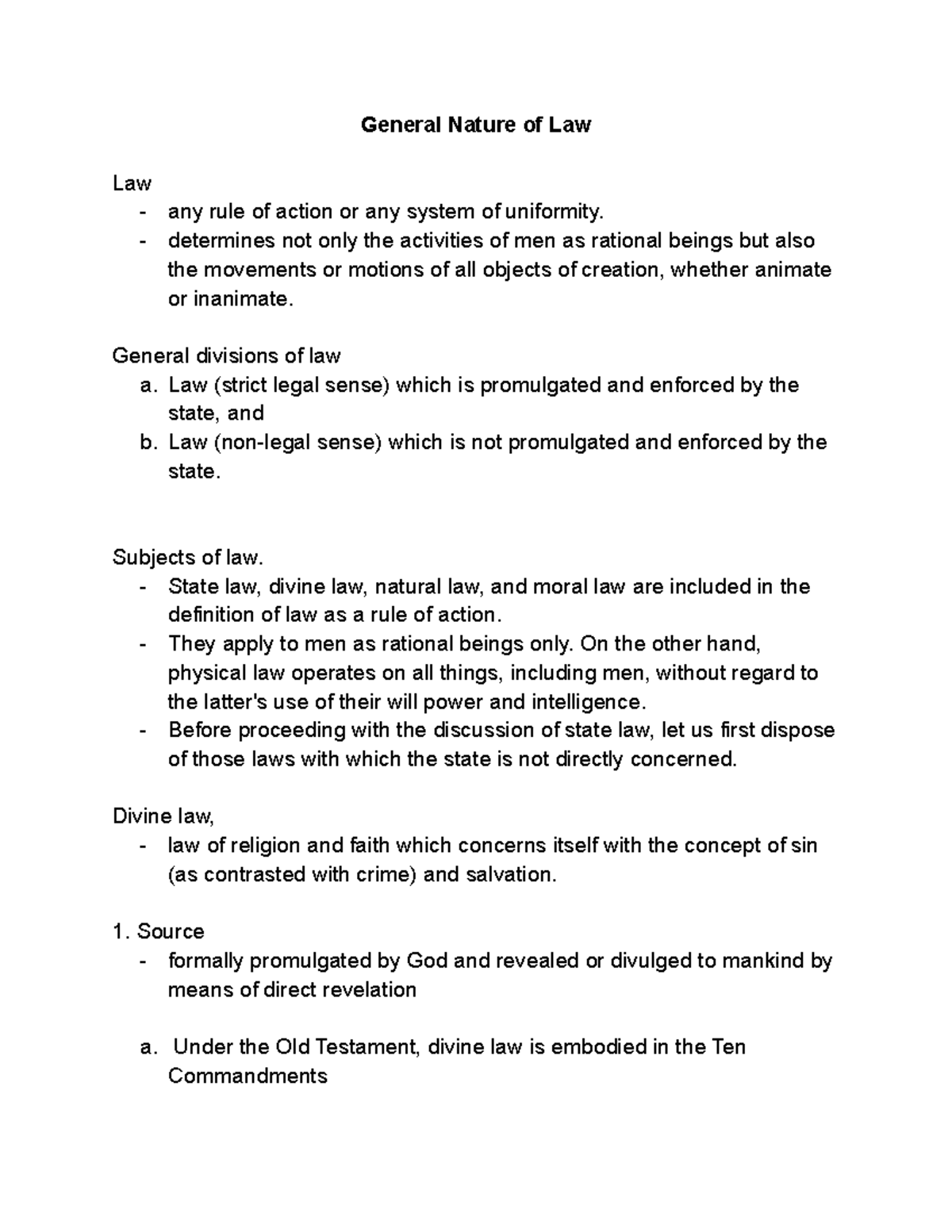 General Nature of Law - General Nature of Law Law - any rule of action ...