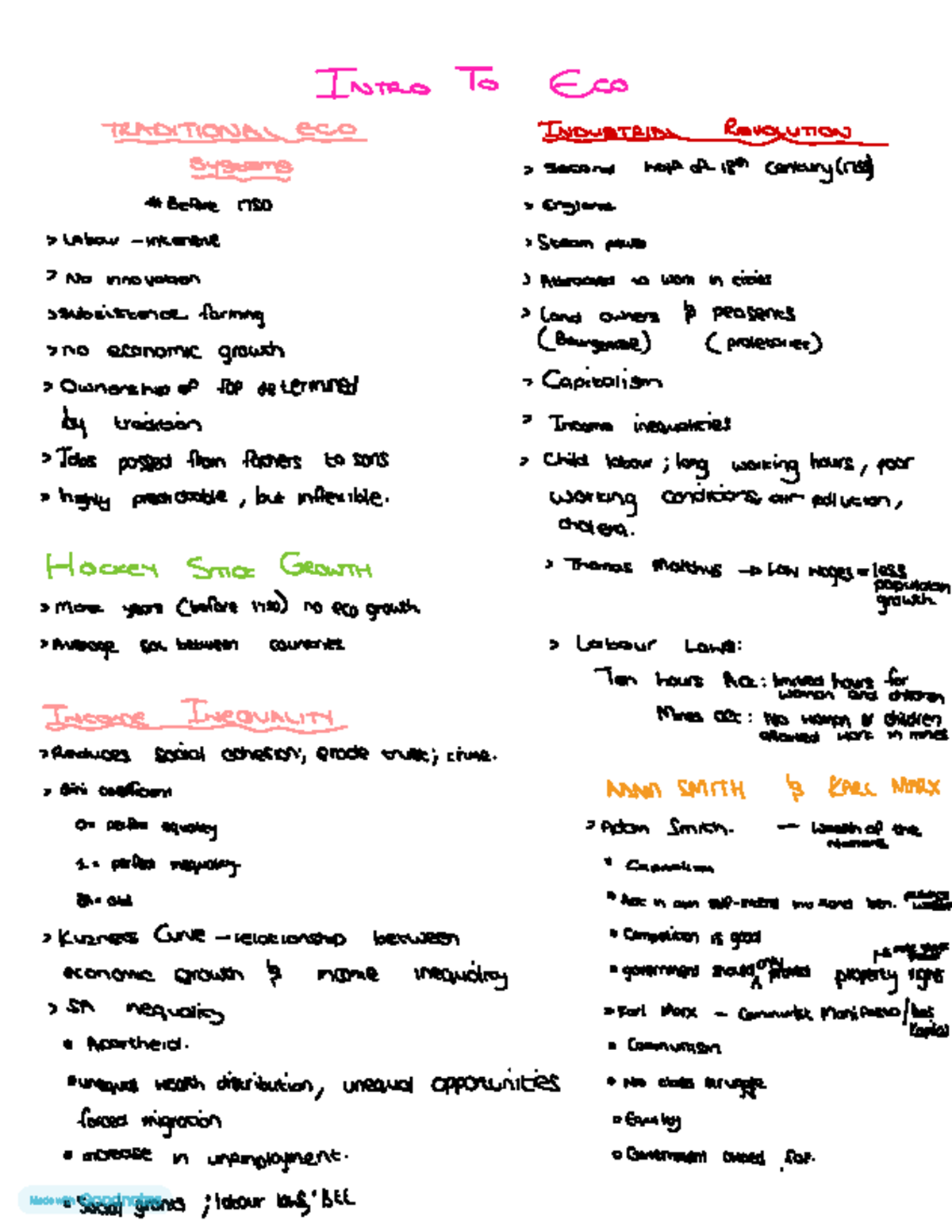 ECO1110F First Quarter Notes: Industrial Revolution & Economic Systems ...