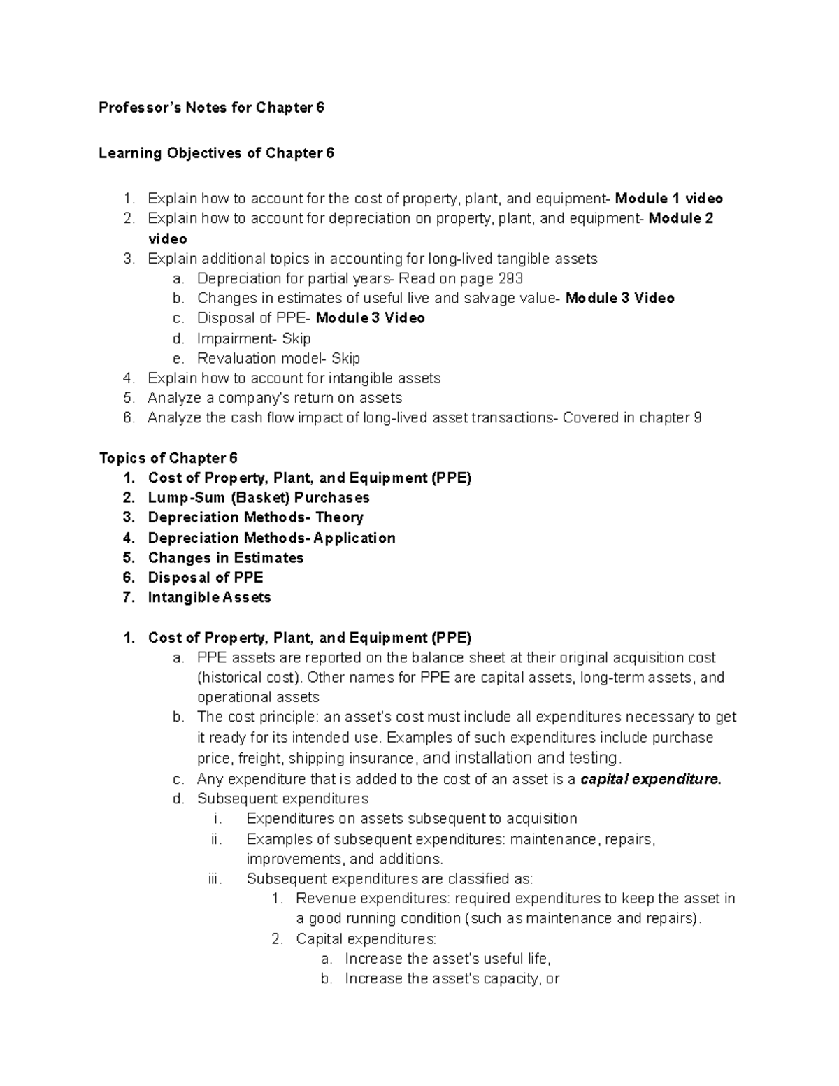 Professor’s Notes for Chapter 6 - Professor’s Notes for Chapter 6 ...