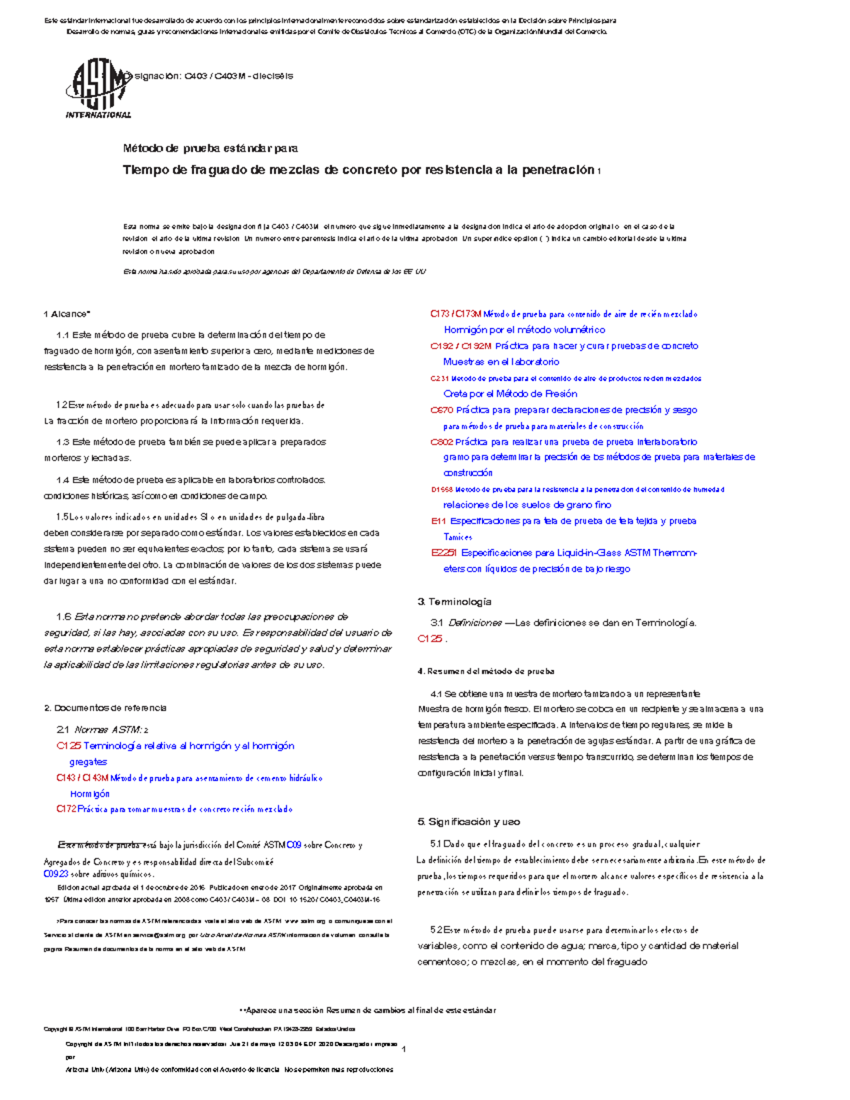 Método Estándar ASTM C403: Determinación del Tiempo de Fraguado en ...
