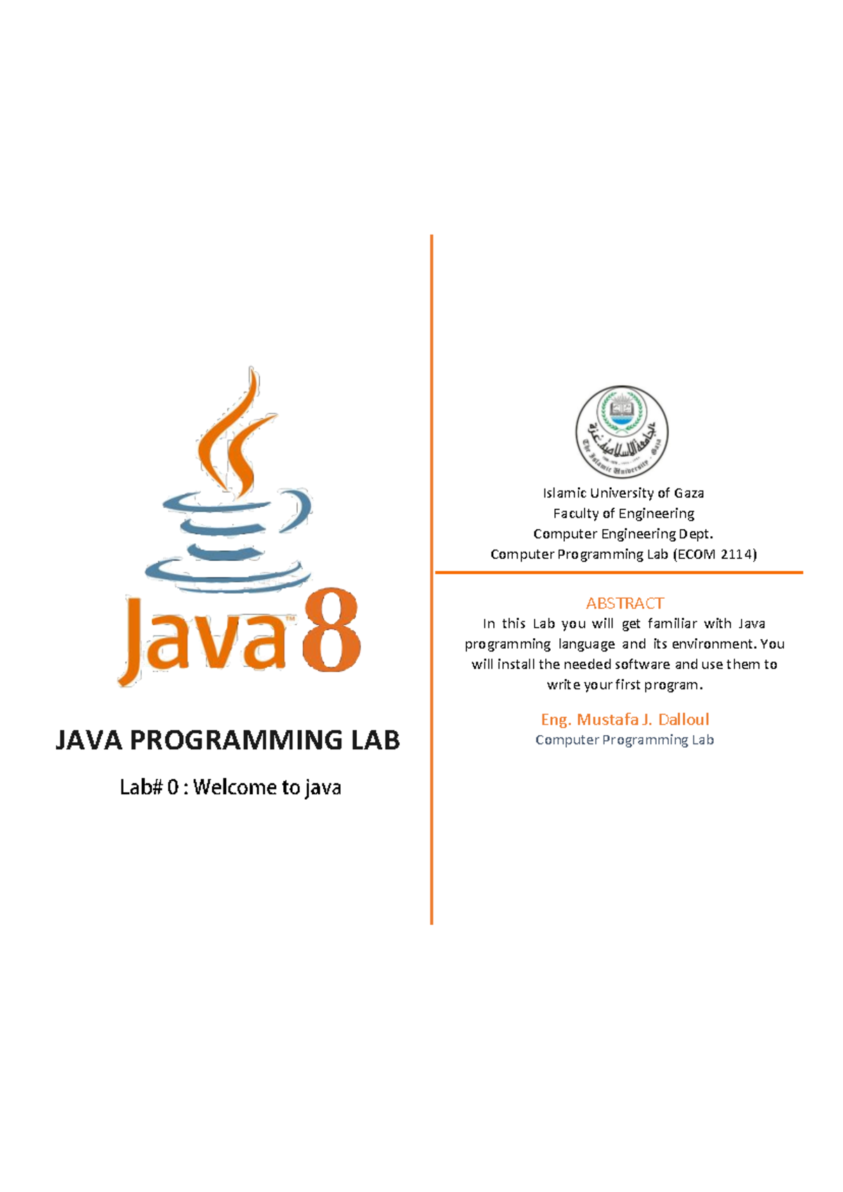 Lab-0: Introduction to Java Programming (ECOM 2114) - Studocu