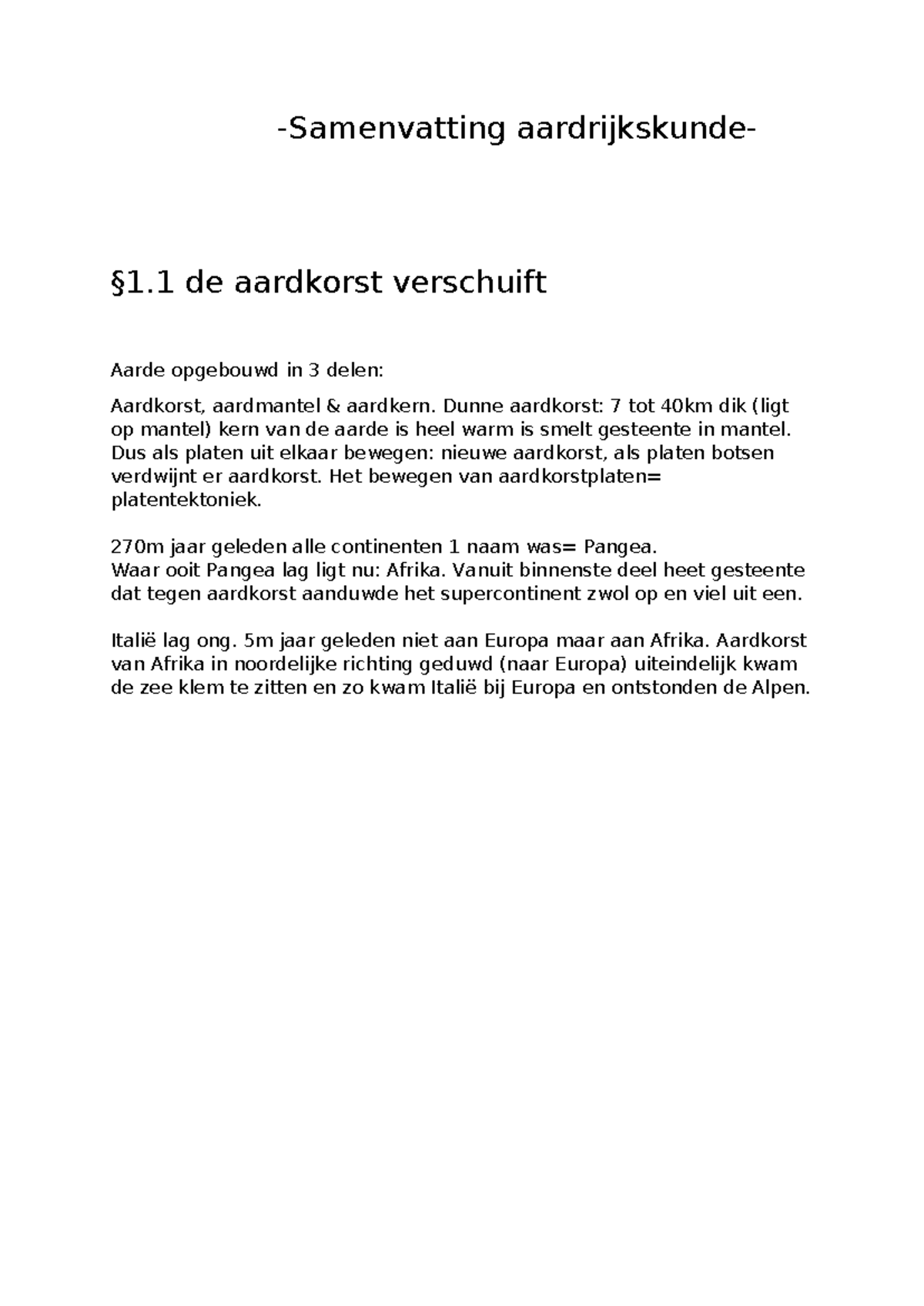 Samenvatting Aardrijkskunde Toetsweek 1: Aardkorst en Platentektoniek ...