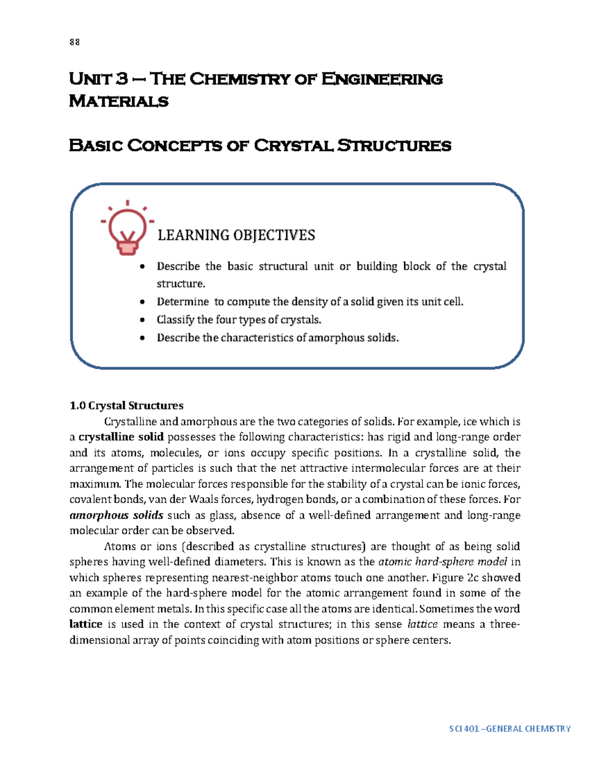 Lecture 7: Basic Crystal Structures in SCI 401 - General Chemistry ...