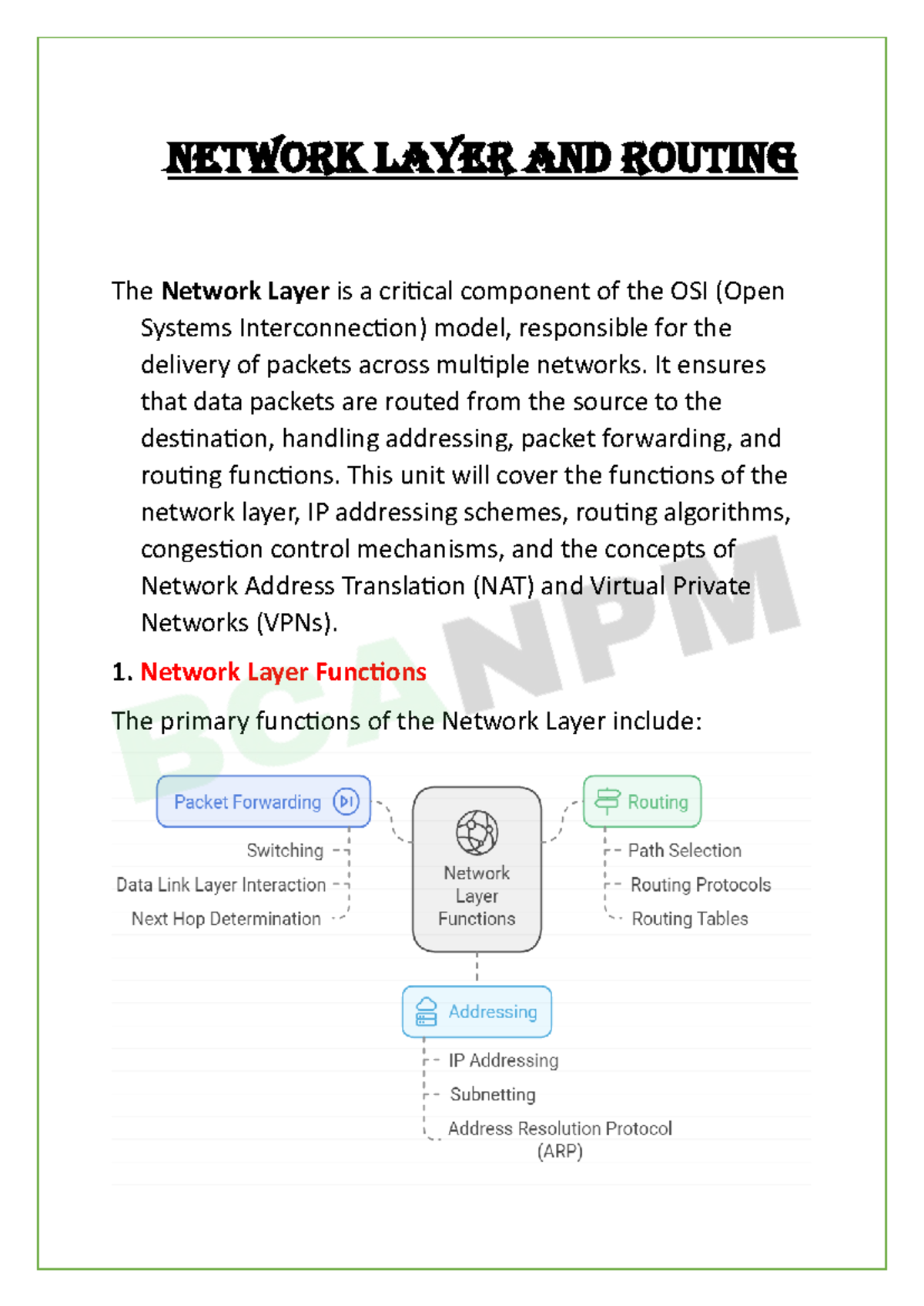Network Layer and Routing Concepts - Overview and Analysis - Studocu