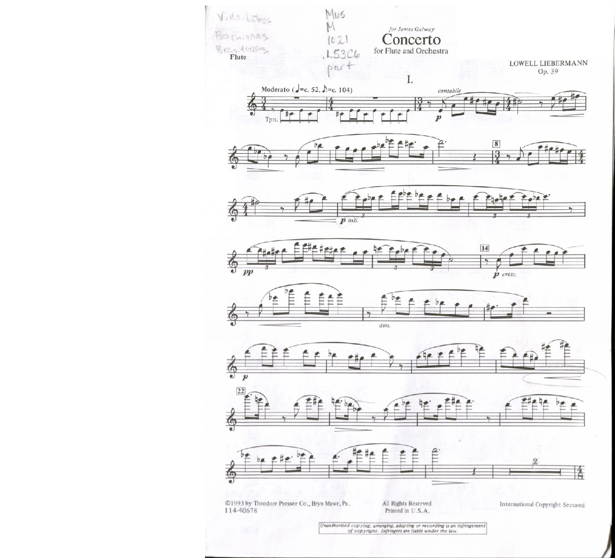 Liebermann Op. 39 Flute Concerto Analysis and Performance Notes - Studocu
