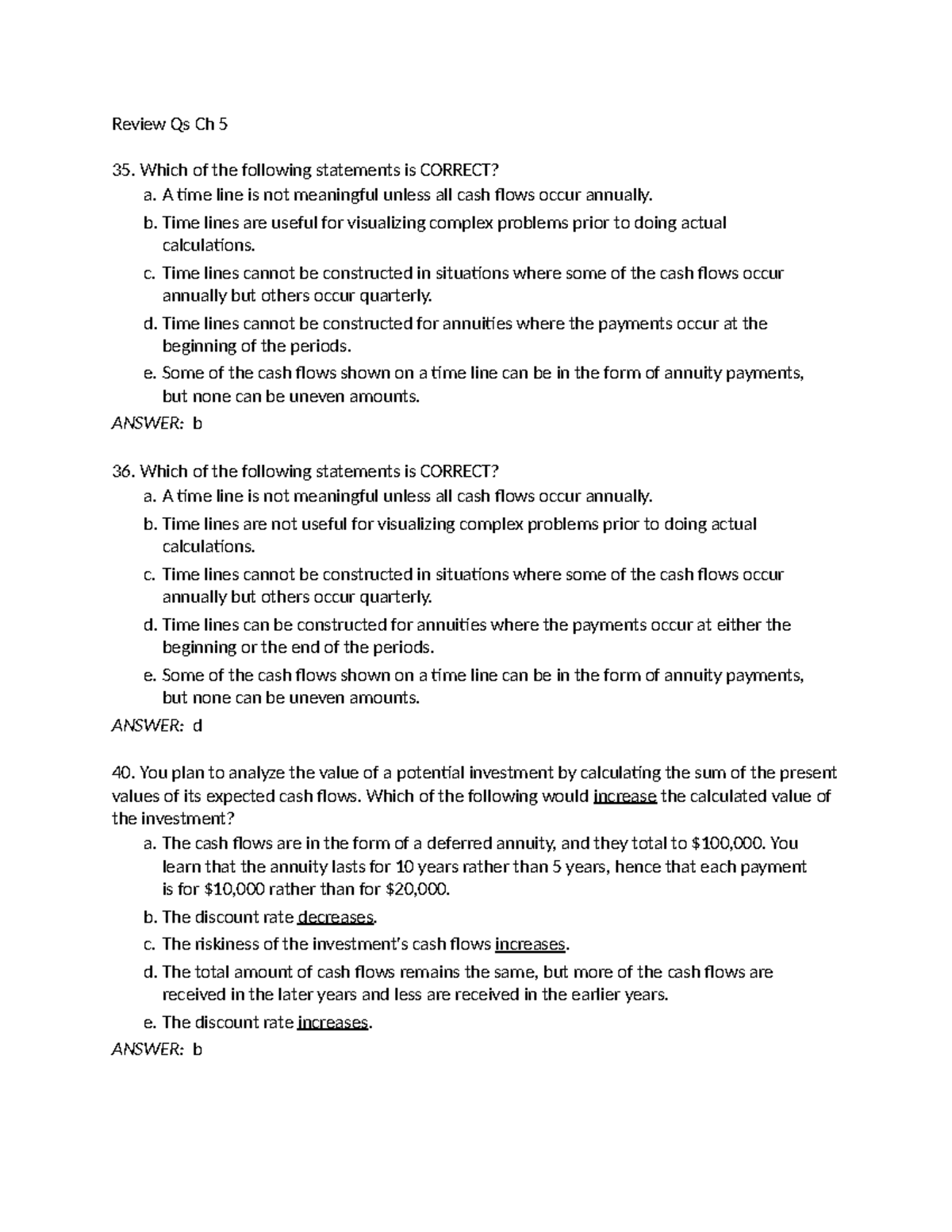 Ch 5-6 Review Questions and Answers for Finance Course - Studocu