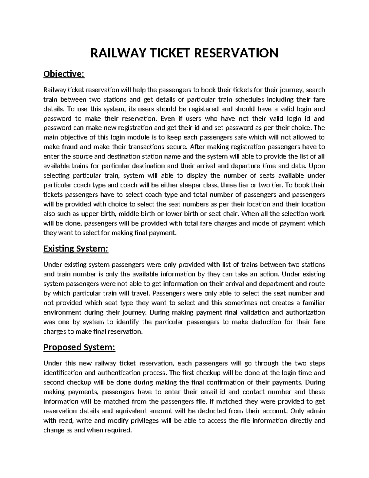 Railway Ticket Reservation System Abstract - RAILWAY TICKET RESERVATION ...