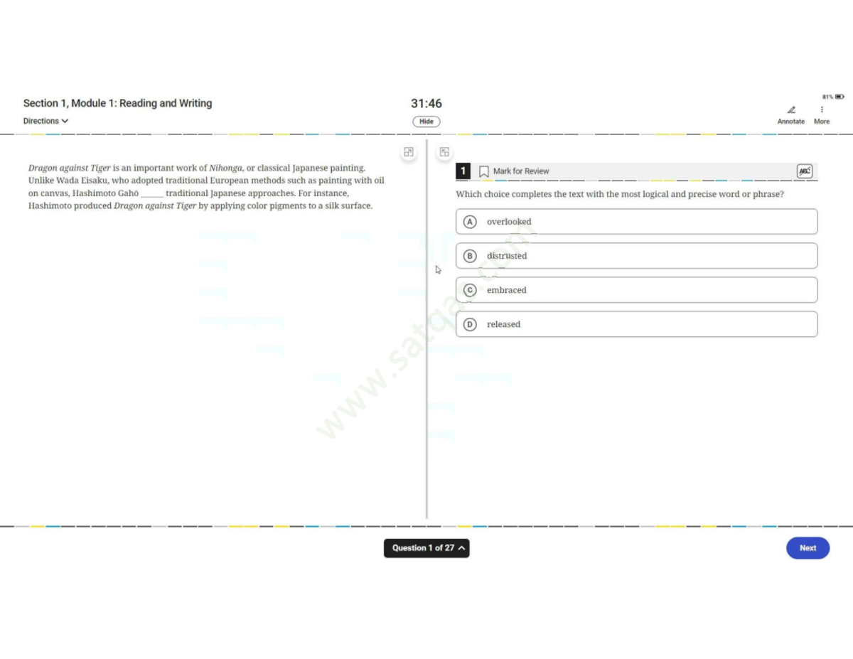 704657118 Digital SAT Module 1: Reading and Writing Practice, Nov 2023 ...