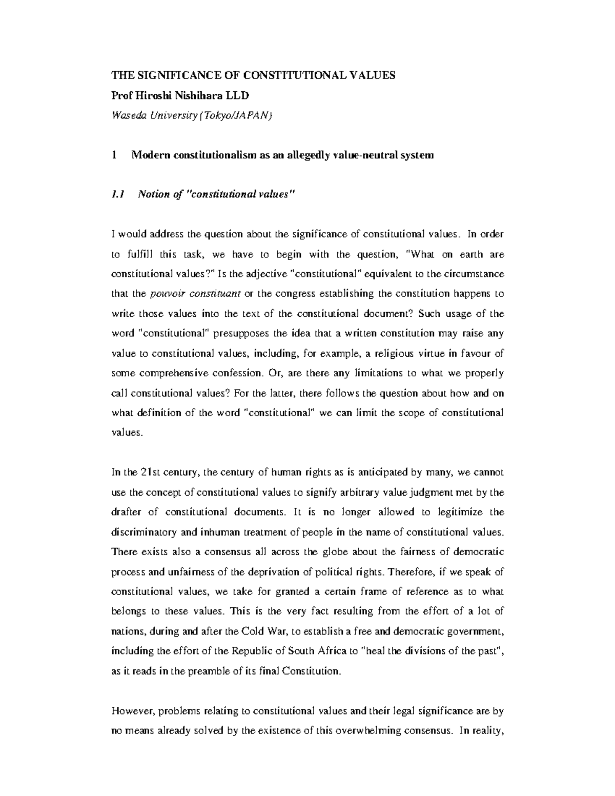 Constitutional Values: Key Notes on Modern Theory and Significance ...