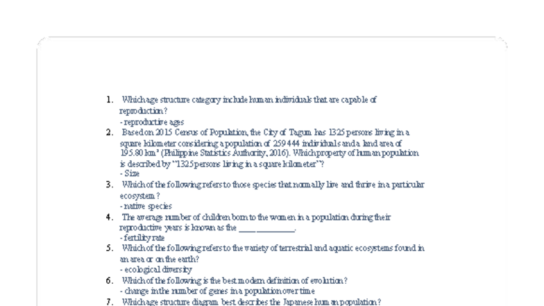 GE 15 Reviewer: Population Dynamics and Biodiversity Concepts - Studocu